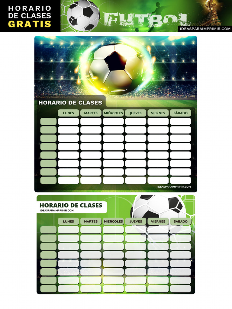 Horario de Clases Futbol Football para Imprimir Gratis | PDF
