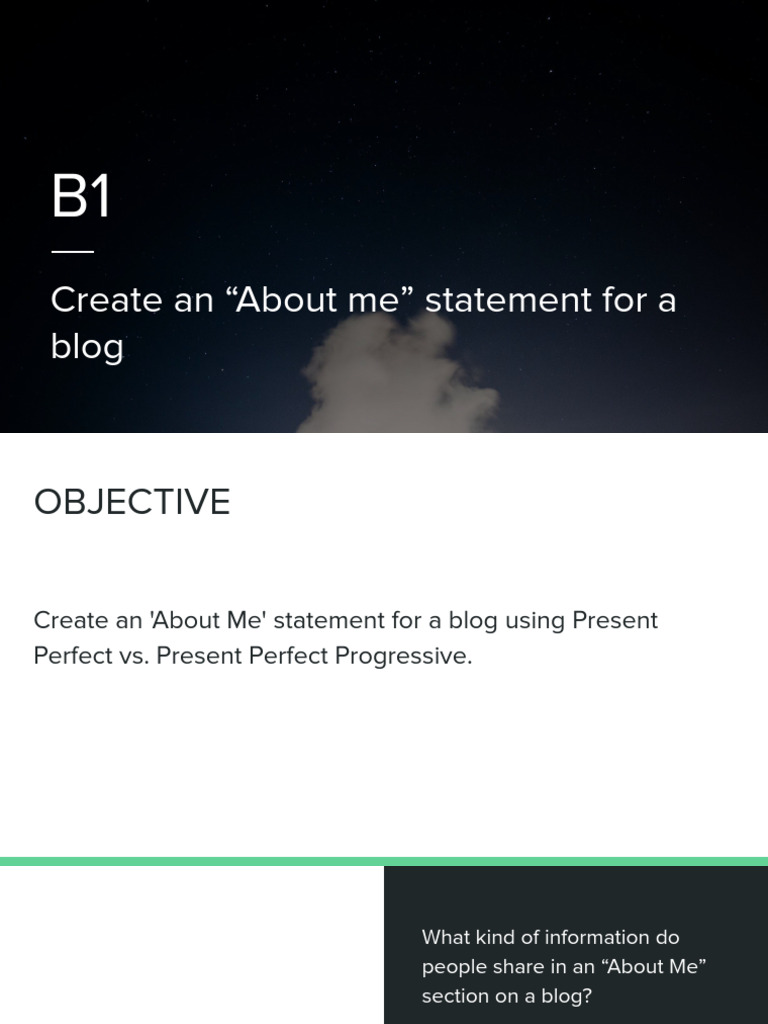 B1 Create An "About Me" Statement For A Blog | PDF | Perfect (Grammar ...