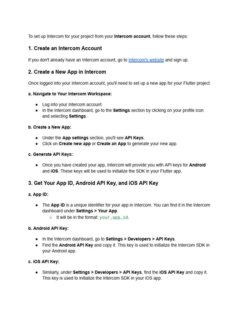 Setting Up Intercom for Flutter Apps | PDF