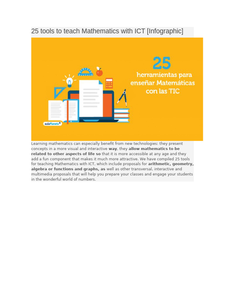 25 ICT Tools for Teaching Mathematics | PDF | Mathematics | Algebra