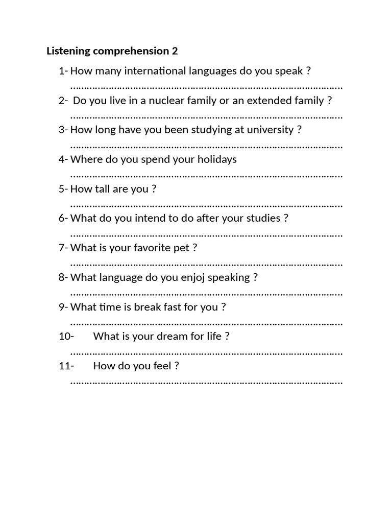 Listening Comprehension Questions | PDF