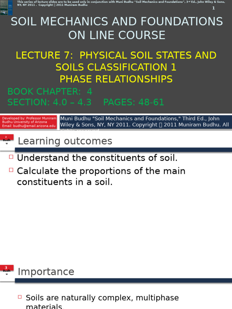 Lecture 7 Physical Soil States Soil Classification 1 | PDF | Density | Soil