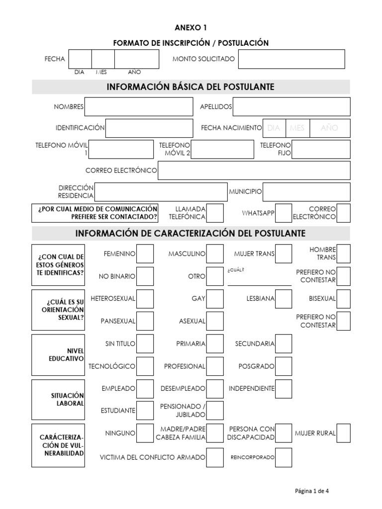 Formulario de Inscripción Empresarial | PDF | Bancos | Transgénero