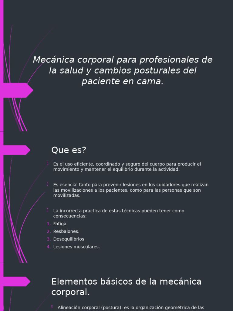 Mecánica Corporal y Cambios Posturales | PDF