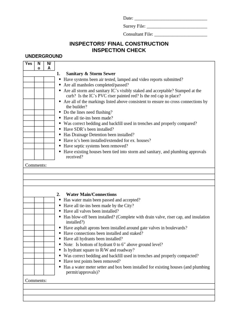 Final Construction Inspection Checklist | PDF | Road Surface | Road