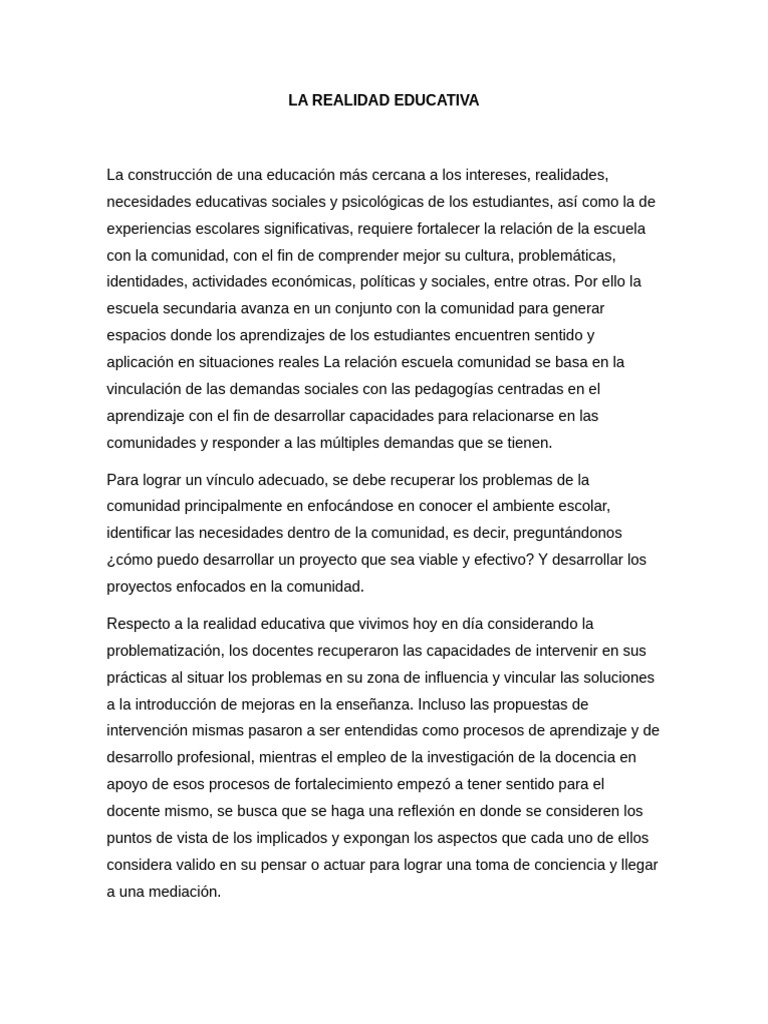 Educación y Comunidad: Un Enlace Vital | PDF