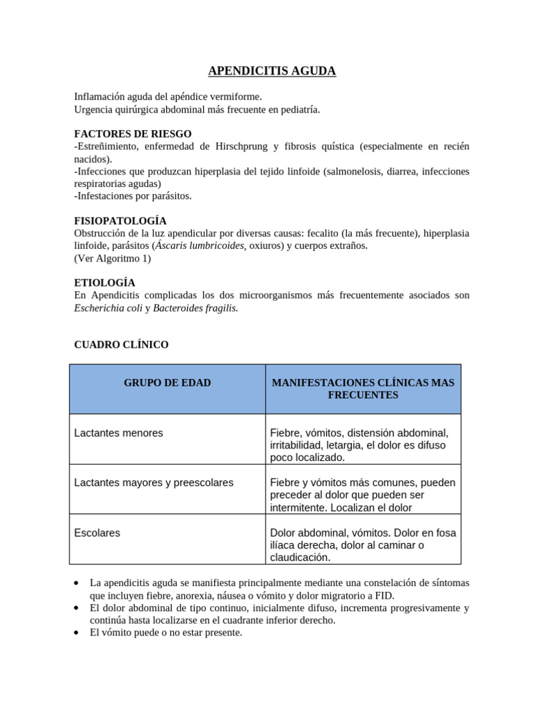 Guia Apendicitis | PDF | Enfermedades y trastornos | Especialidades Medicas