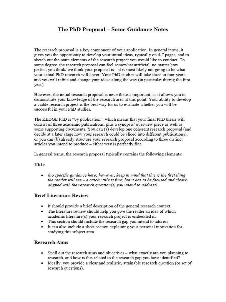 PhD Proposal Guidance Notes | PDF | Methodology | Science