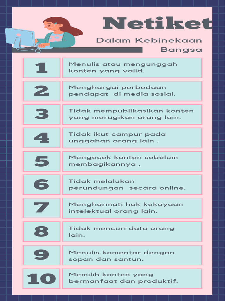 Infografis Pendidikan Netiket Biru Merah Muda Sederhana | PDF