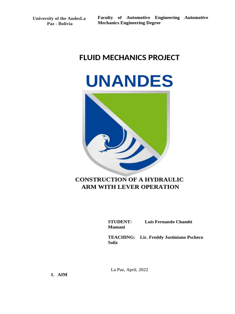 Fluid Mechanics Project | PDF | Pressure | Hydraulics