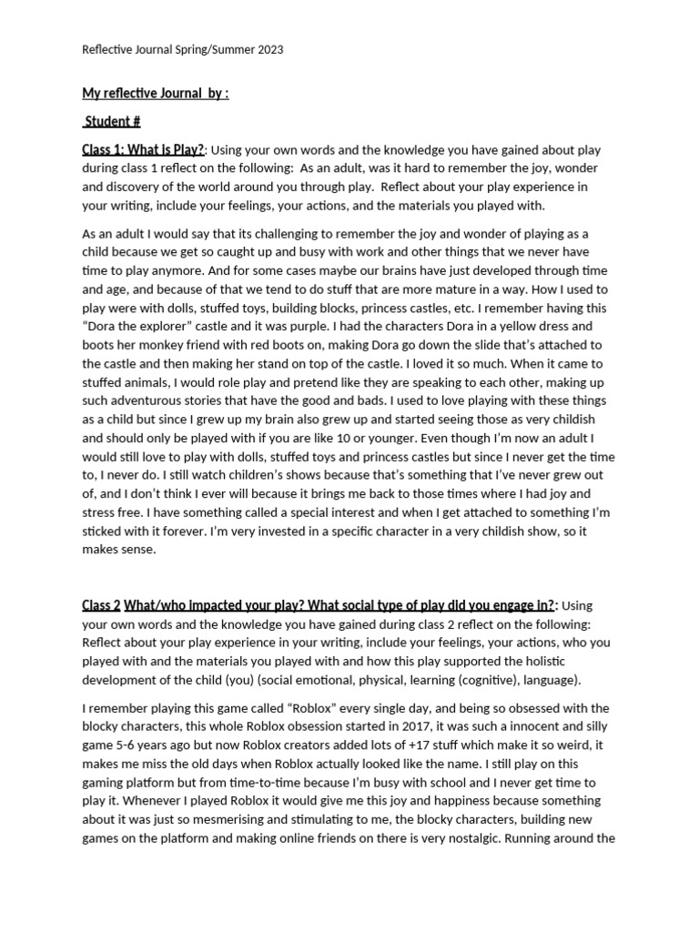 My reflective Journal Template | PDF | Experience | Feeling