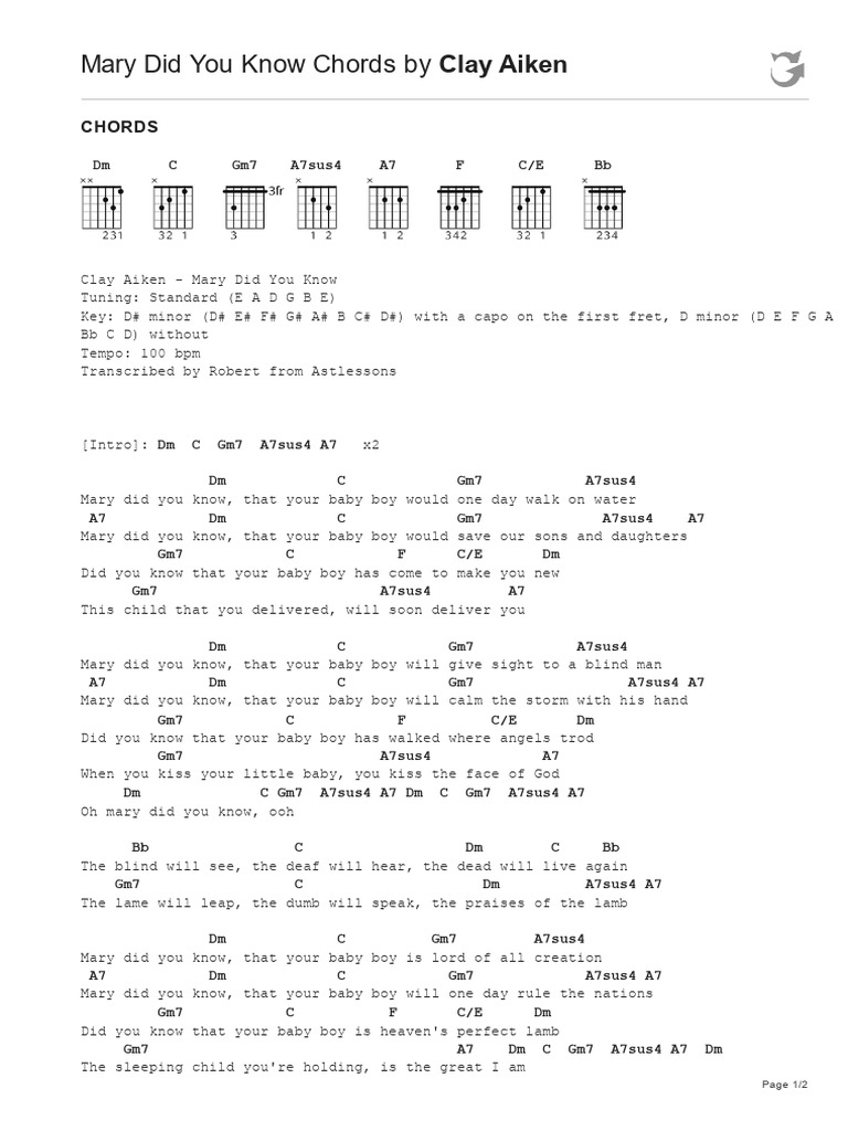 Mary Did You Know Chords | PDF