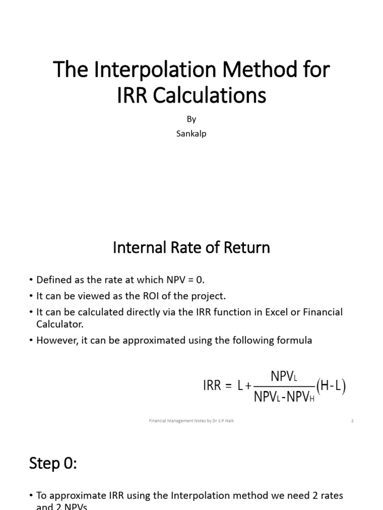 The Interpolation Method For IRR Calculations | PDF | Internal Rate Of ...
