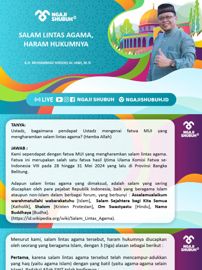 Hukum Salam Lintas Agama Dalam Pandangan Islam KH Muhammad Shiddiq | PDF