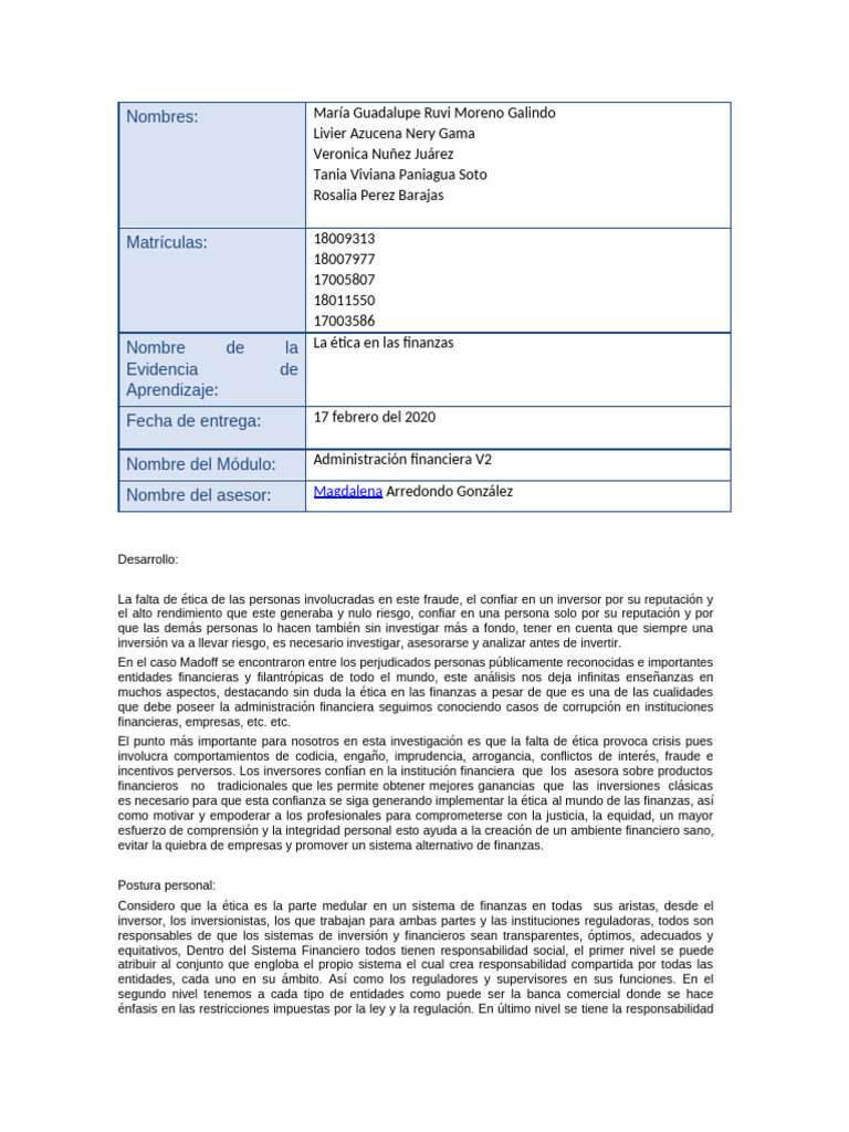 La Ética en Las Finanzas | PDF | Inversiones | Economias