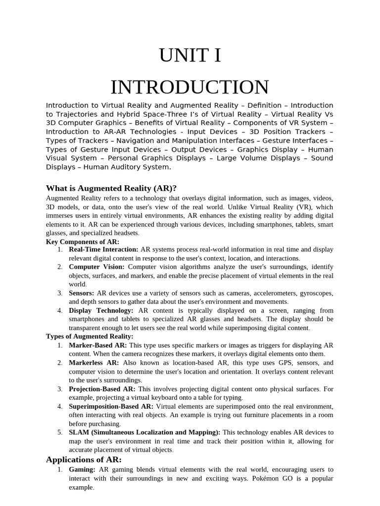 Understanding AR and VR Technologies | PDF | Augmented Reality ...