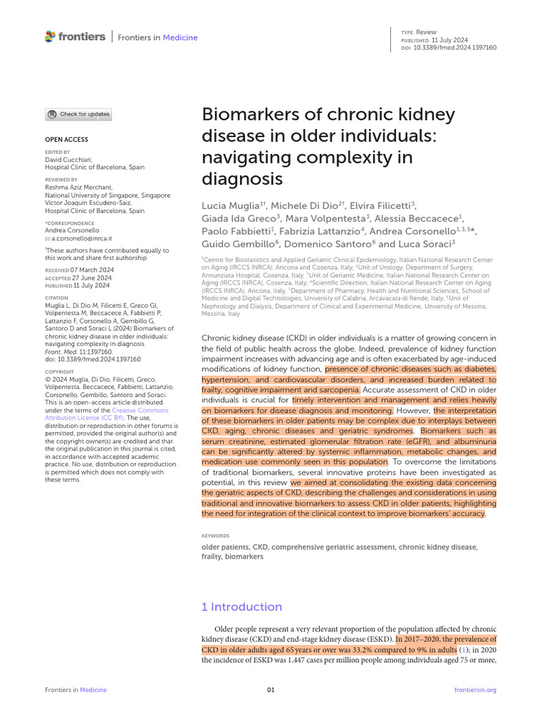 Fmed 11 1397160 | PDF | Chronic Kidney Disease | Creatinine