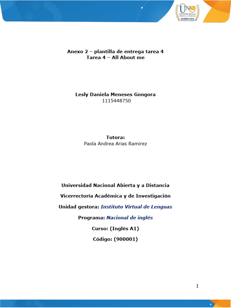 Anexo 2 - Plantilla de entrega Tarea 4 - All about me (2) | PDF