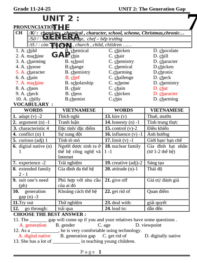 UNIT 2- K11-24-25 | PDF | Millennials | Grandparent
