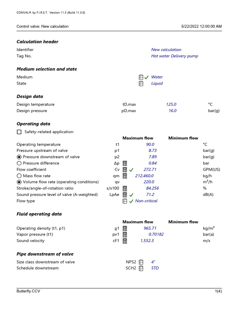 Control Valve Calculation Report 11.3 | PDF | Valve | Pump