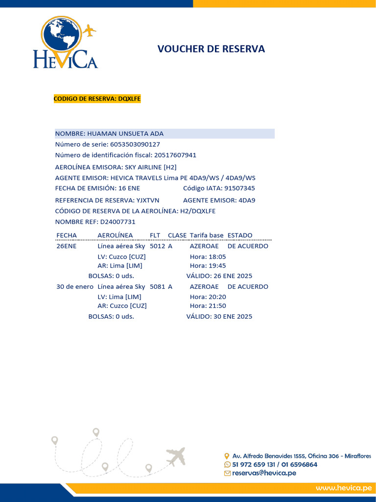 Tickets Electronico - Del 26 Al 30 Ene | PDF | Aviación