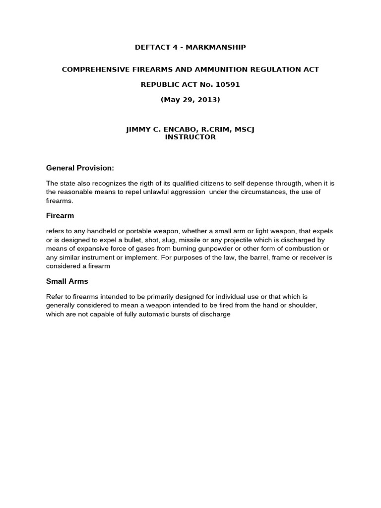 Deftact 4 R.A. 10591 | PDF | Firearms | Gun Barrel