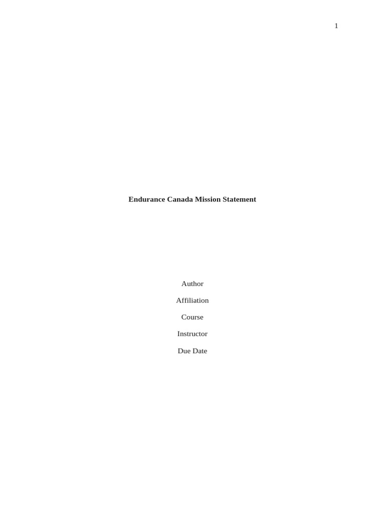 Endurance Canada Mission Statement Overview | PDF