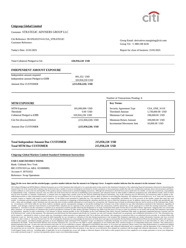 Citigroup Margin Report for Strategic Advisers | PDF | Valuation ...