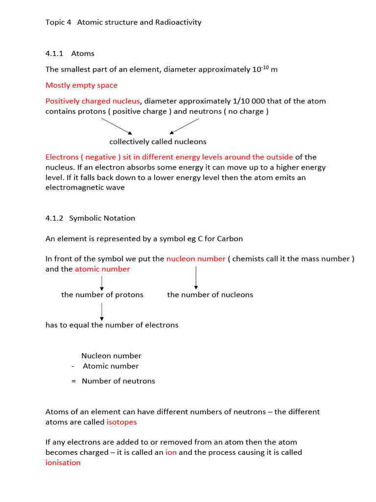 Topic 4 Atomic Structure and Radioactivity | PDF | Radioactive Decay ...