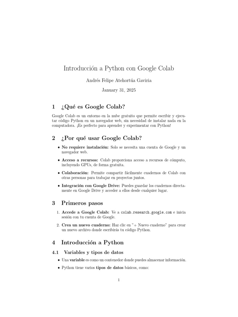 Aprende Python con Google Colab | PDF | Flujo de control | Python (lenguaje de programación)