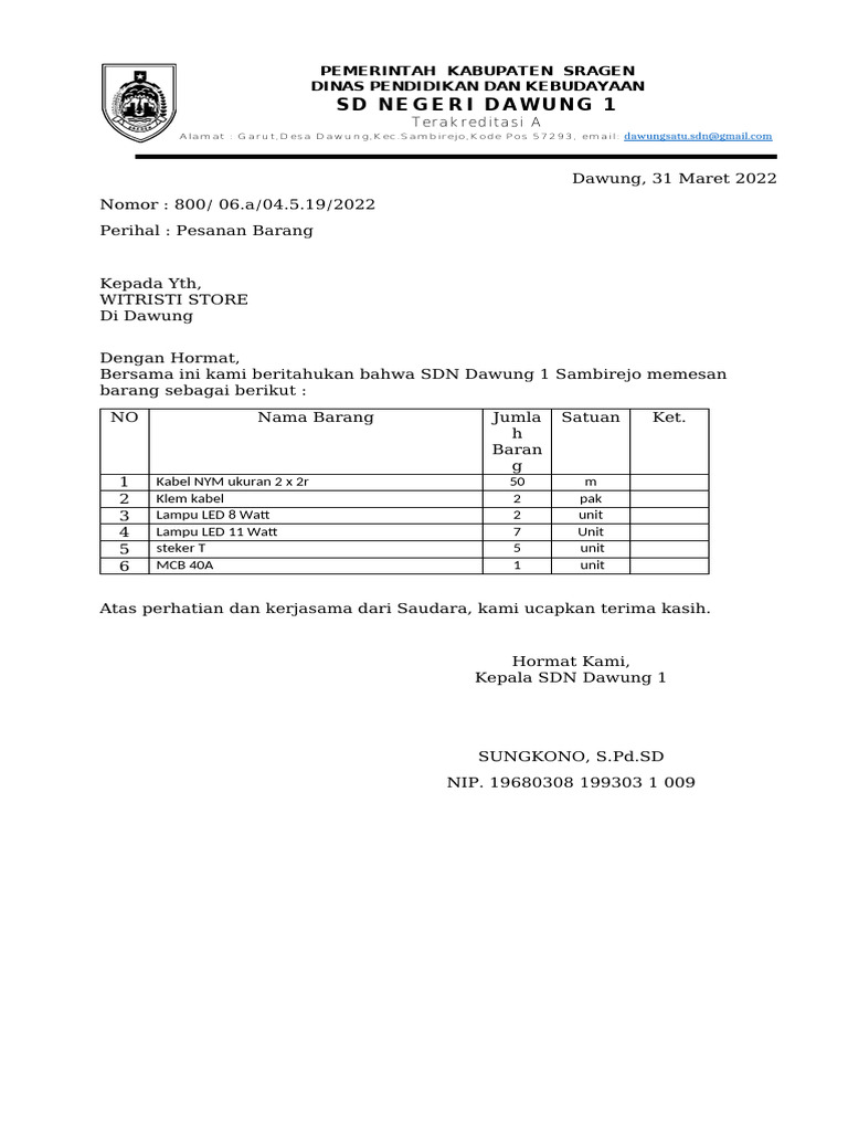 SURAT PESANAN DAN BAST TAHAP 2.1 Satu Juta | PDF