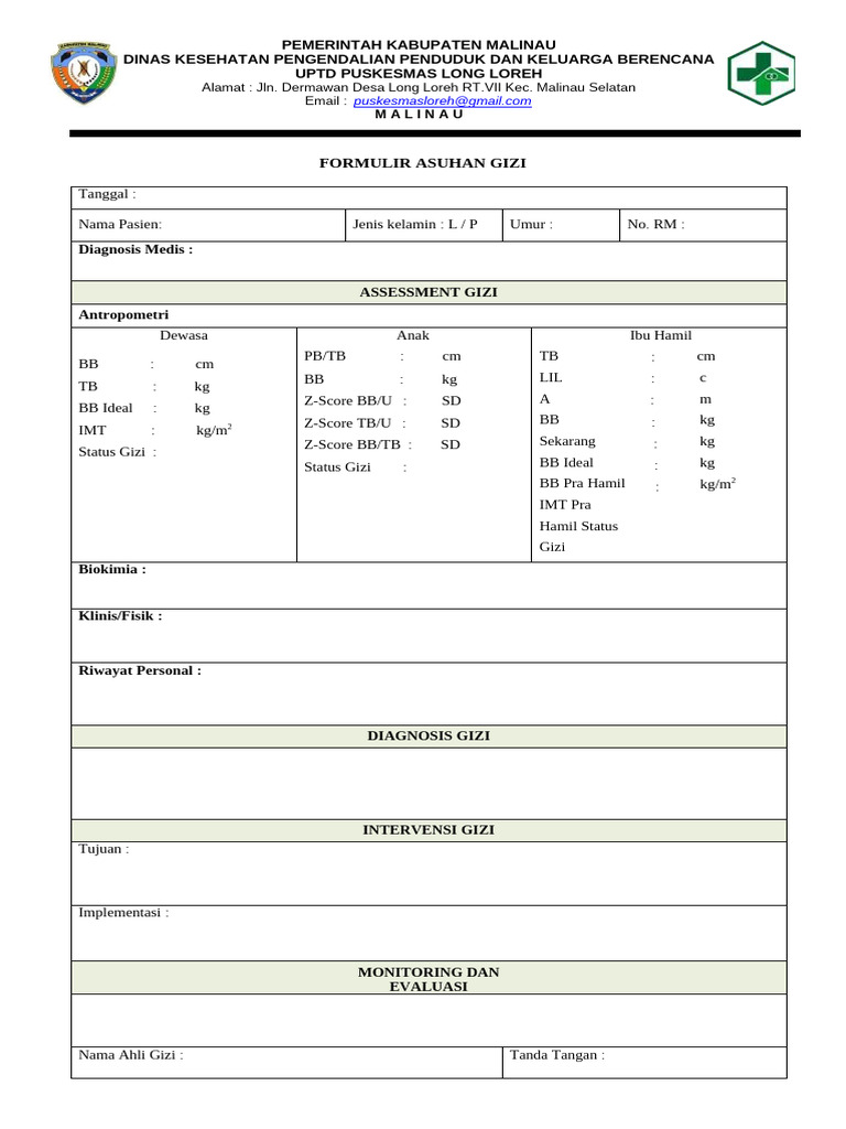 Form Asuhan Gizi | PDF