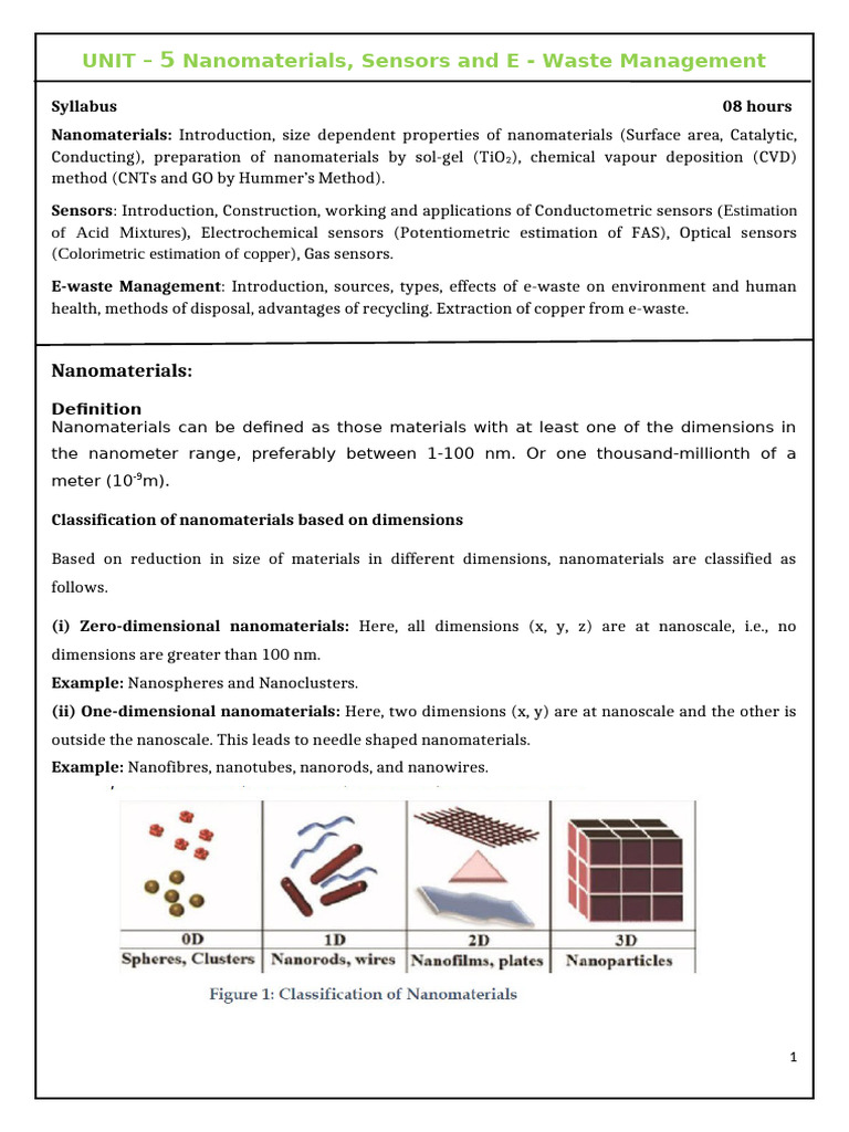Unit5 Notes | PDF | Electronic Waste | Nanomaterials Unit5 Notes | PDF | Electronic Waste | Nanomaterials
