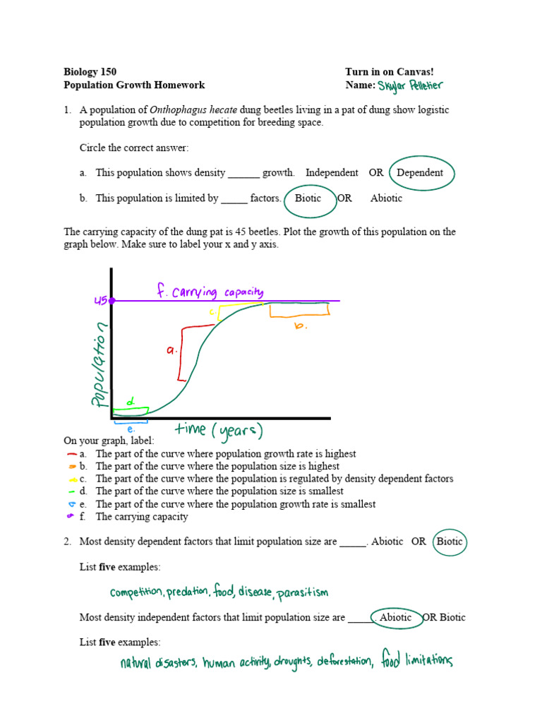 HW5 PopulationGrowth Biol150 | PDF | Ecosystem | Ecology