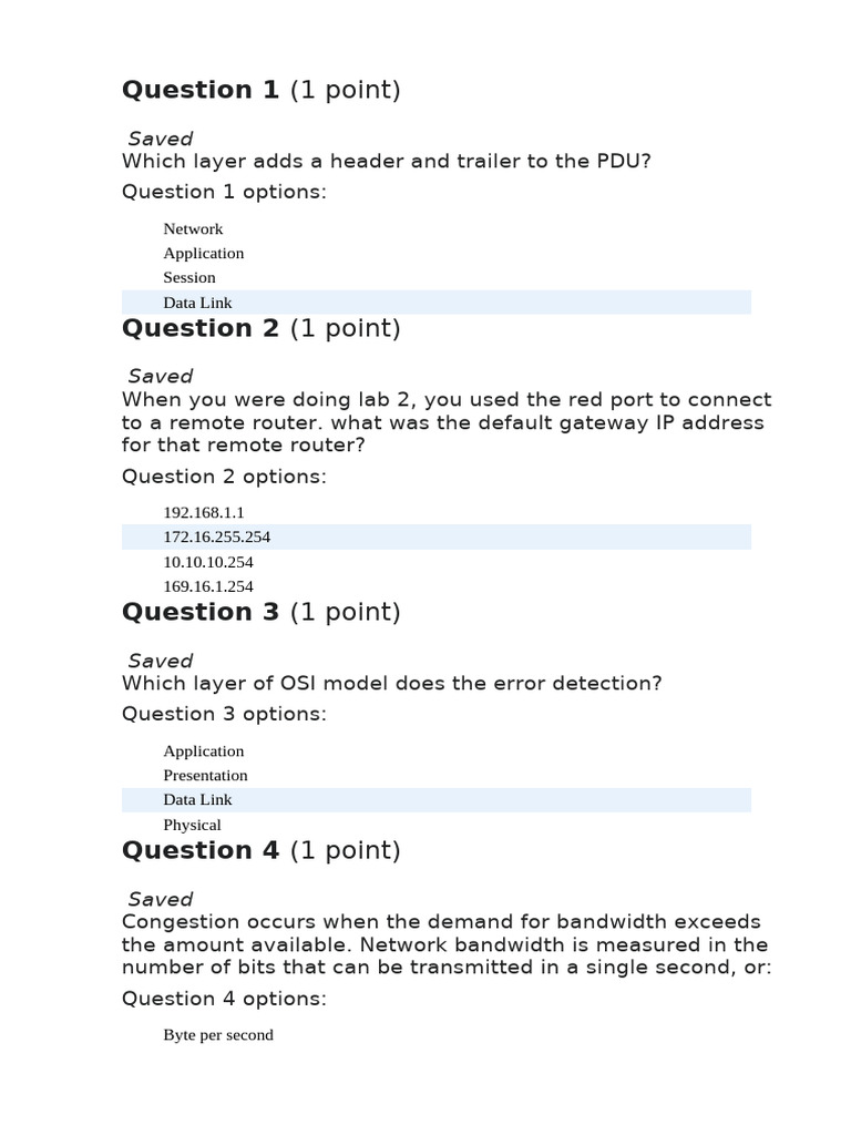 Networking Quiz: OSI Model & Protocols | PDF | Computer Network ...