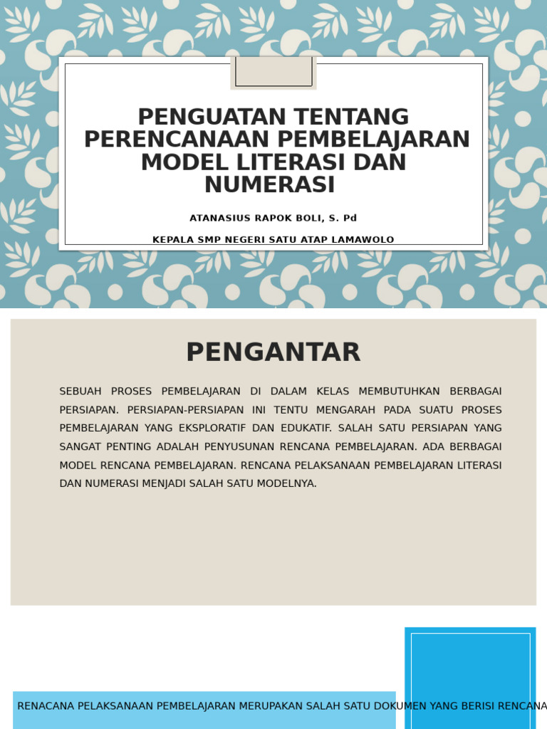 Materi Literasi Dan Numerasi Dalam Pembelajaran Spensap Lamawolo | PDF