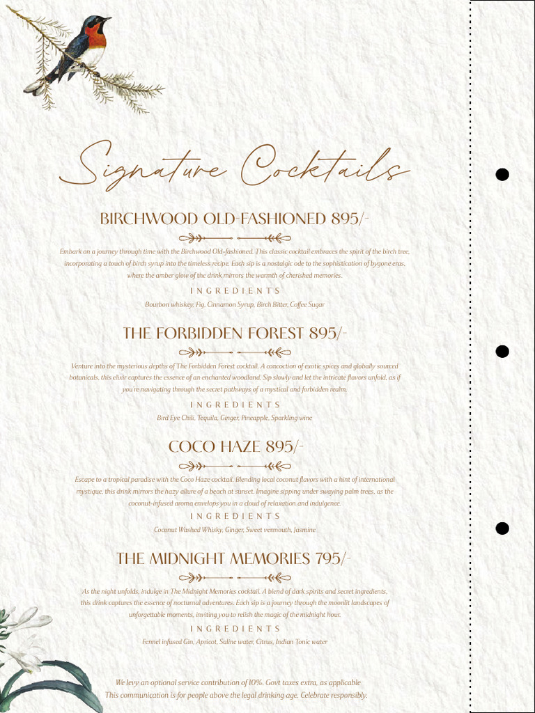 Cocktail Menu - Birch Goa-Compressed | PDF | Drink | Cocktails