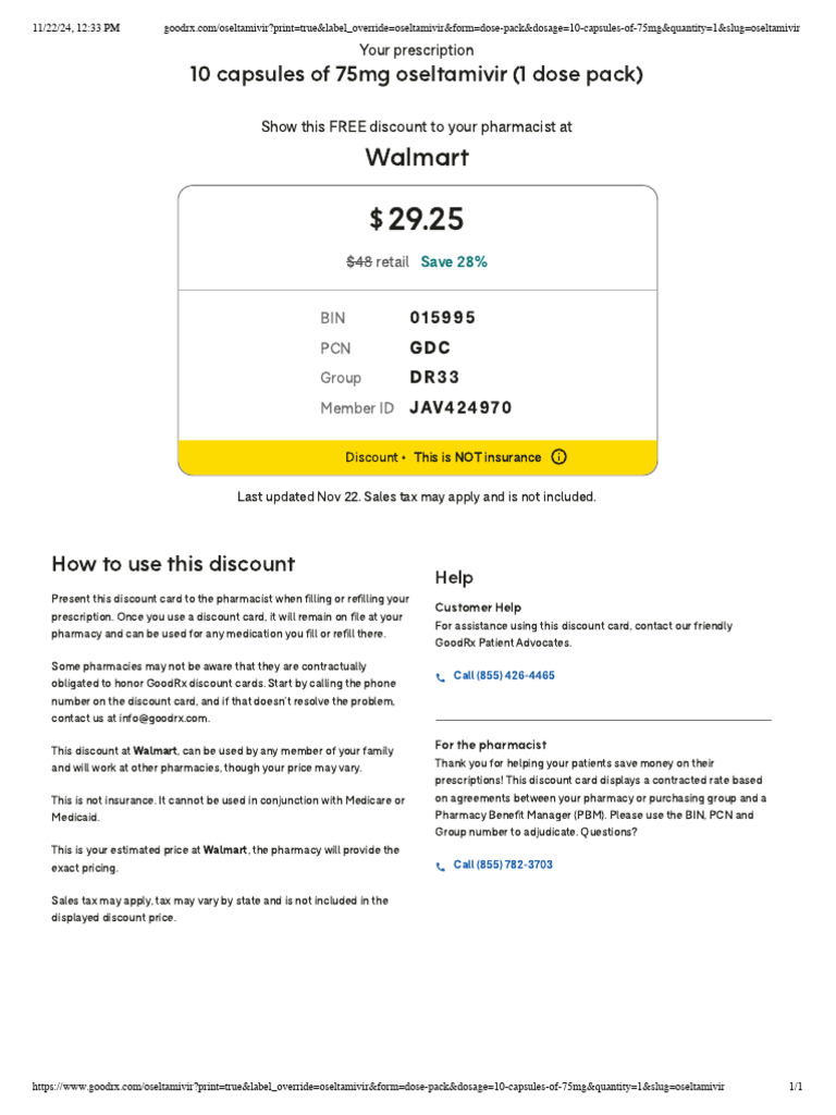 Oseltamivir Print True&Label Override Oseltamivir&Form Dose Pack&Dosage ...