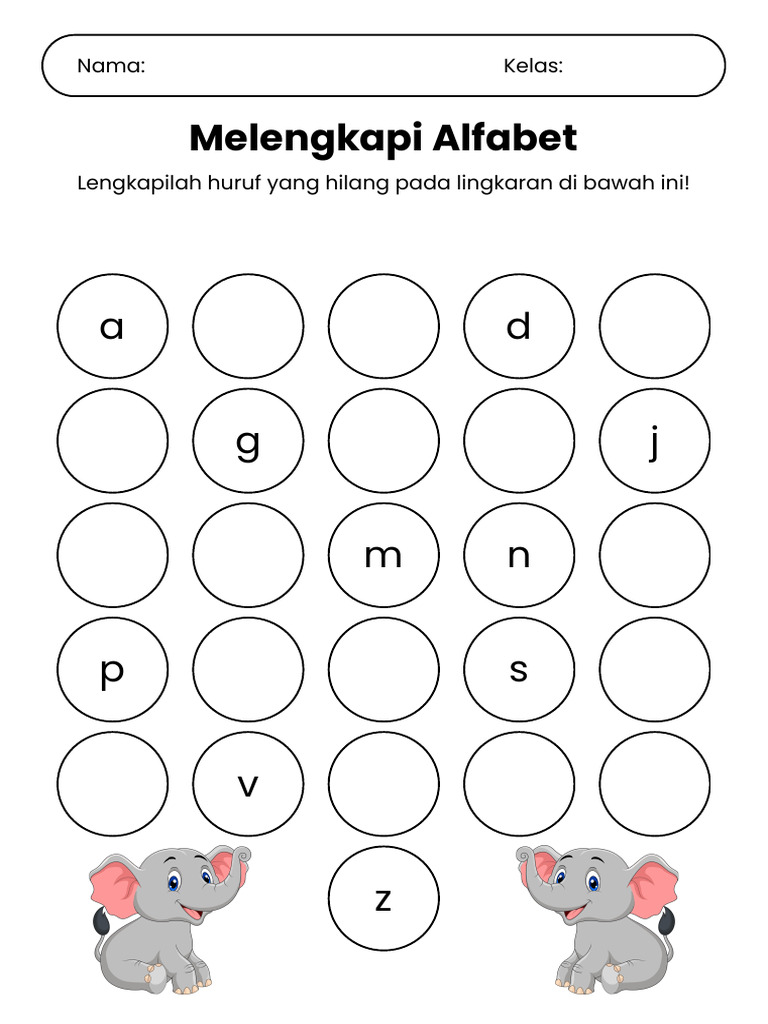 Melengkapi Alfabet Worksheet Hitam Dan Putih Gaya Ilustratif | PDF