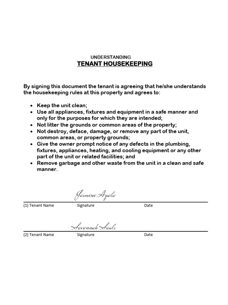 Tenant Housekeeping 2023 | PDF