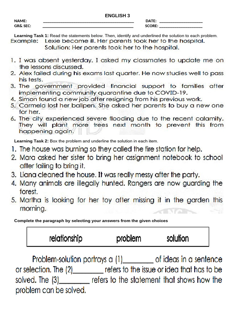Week 8 q3 Worksheets | PDF