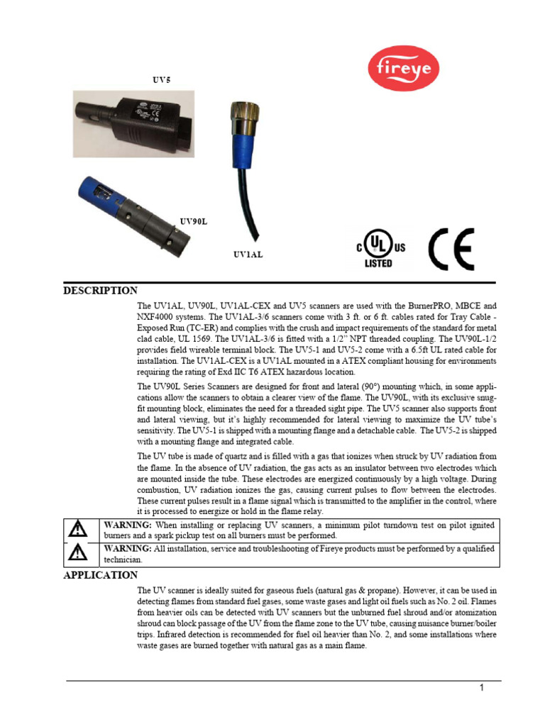 Fireye UV Scanner Overview and Specs | PDF | Electrical Wiring ...