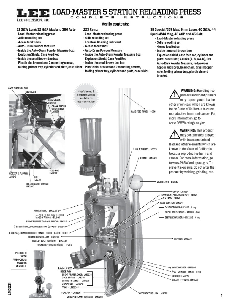 Load-Master Reloading Press Manual | PDF | Rifle | Projectile Weapons