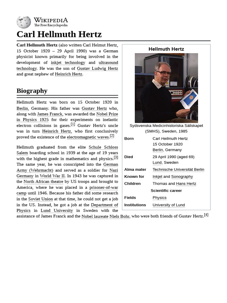 Carl Hellmuth Hertz | PDF