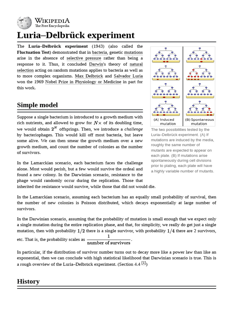 Luria–Delbrück_experiment | PDF | Biology | Life Sciences