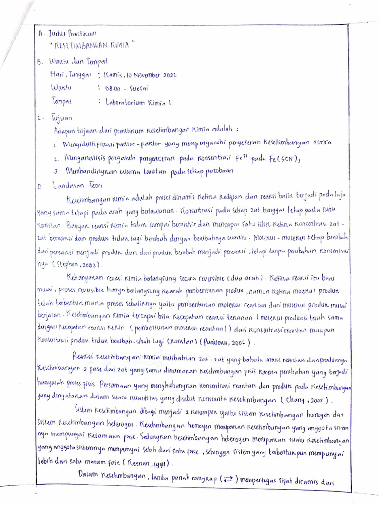 Laprak Kimdas Kesetimbangan Kimia | PDF