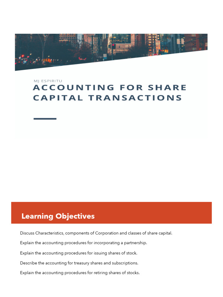 Accounting For Share Capital Transactions | PDF | Treasury Stock ...