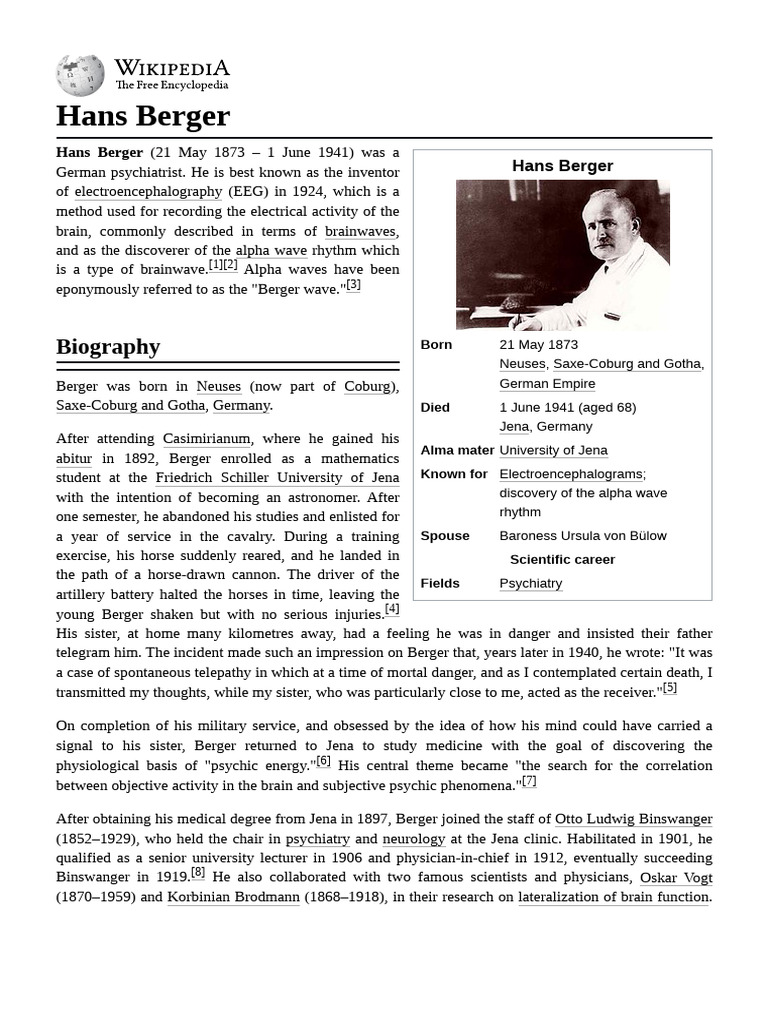 Hans_Berger | PDF | Neuroscience | Electroencephalography