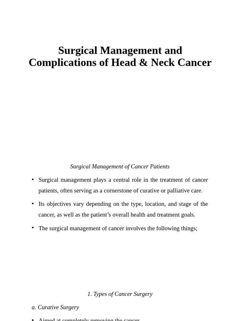 Surgical Management and Complications of Head | PDF | Surgery | Cancer
