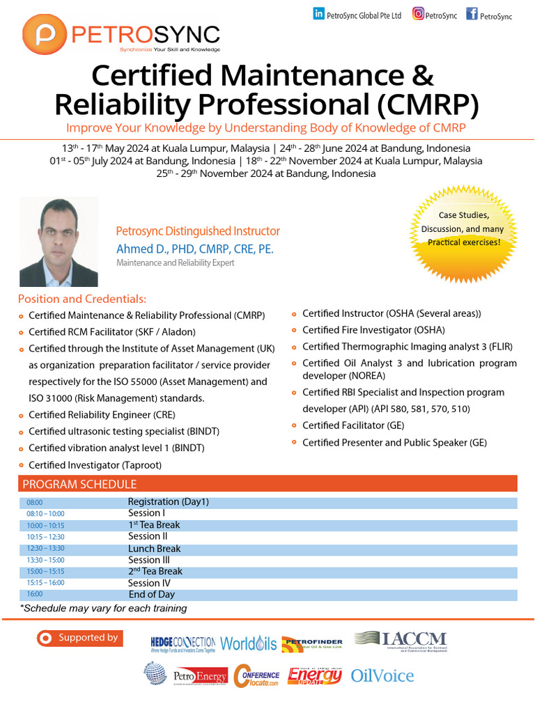 PetroSync - Certified Maintenance & Reliability Professional CMRP 2024 ...